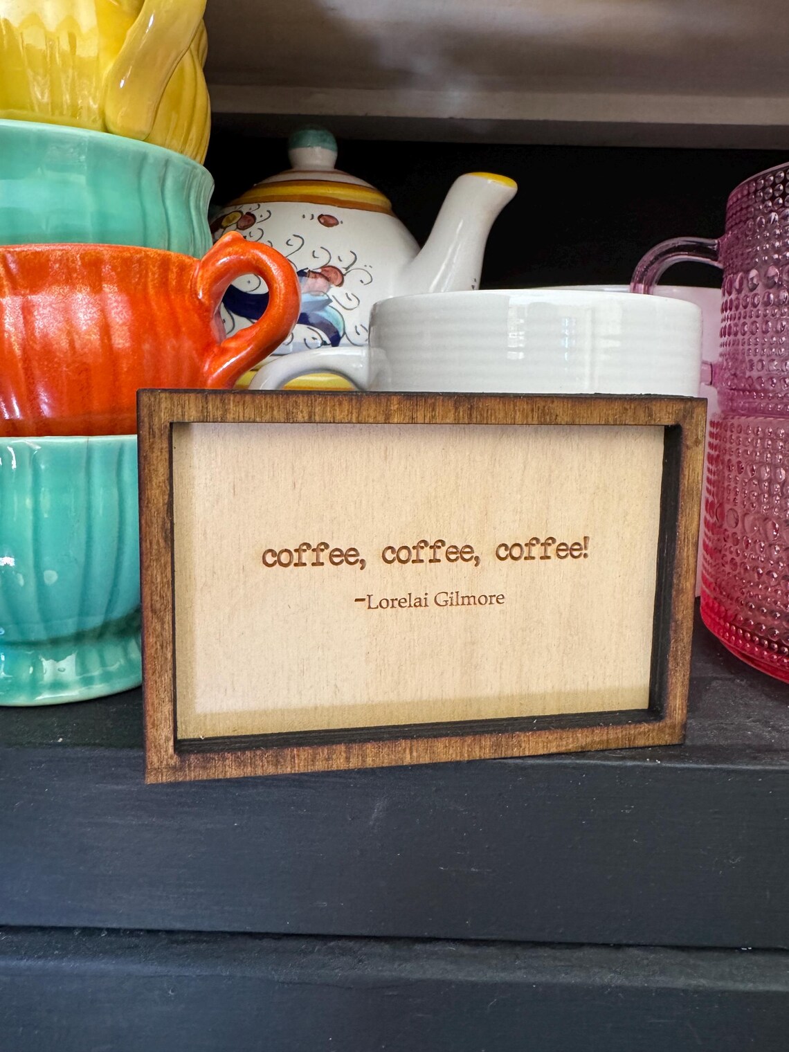 Small Coffee, Coffee, Coffee Gilmore Girls Quote Framed Sign - (3" X 4. ...