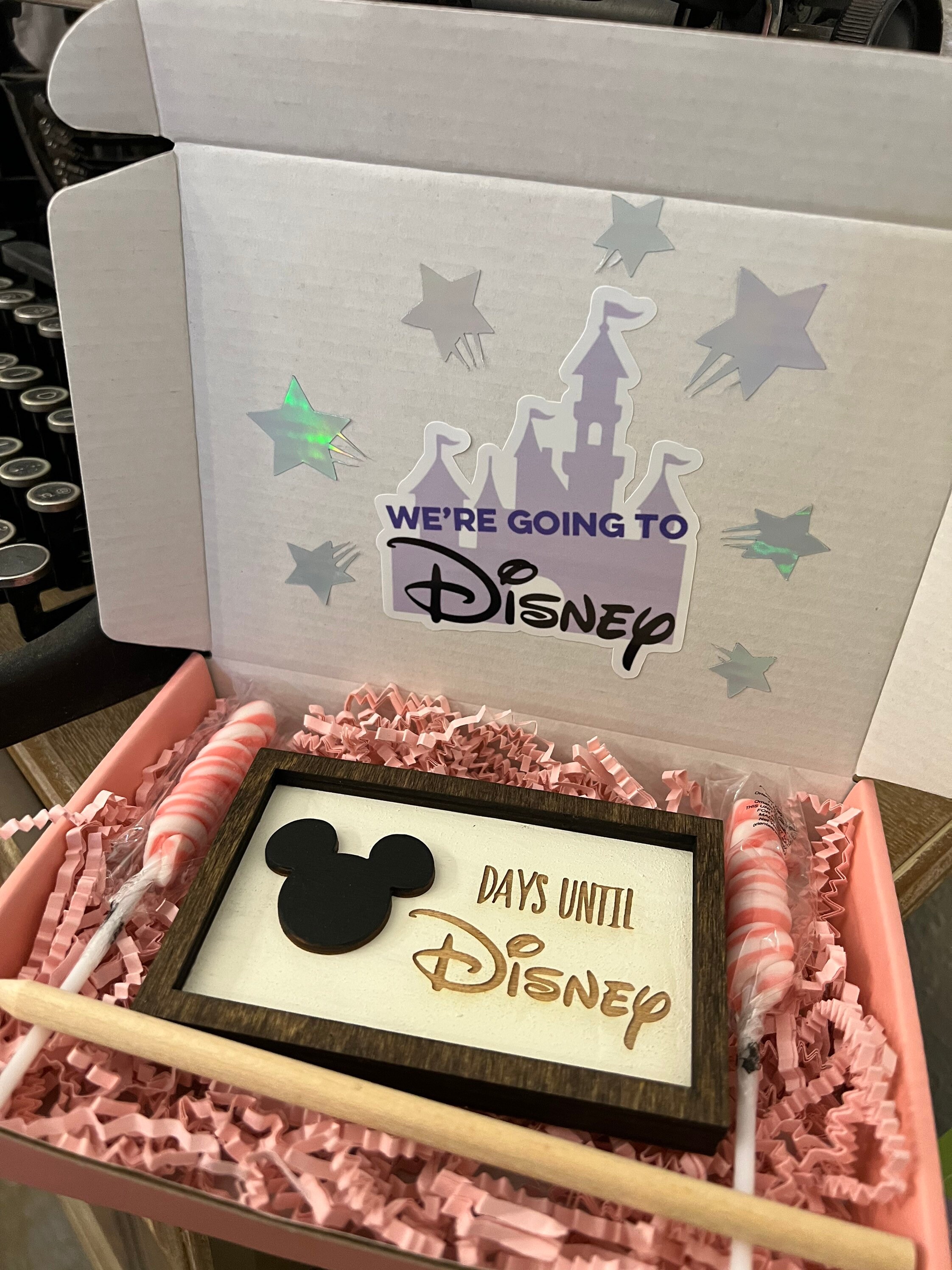 Small Countdown to Disney Framed Sign With PINK Surprise Gift - Etsy