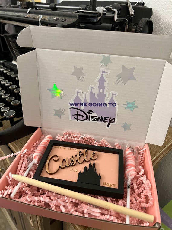Small Countdown to Disney Framed Sign With PINK Surprise Gift - Etsy