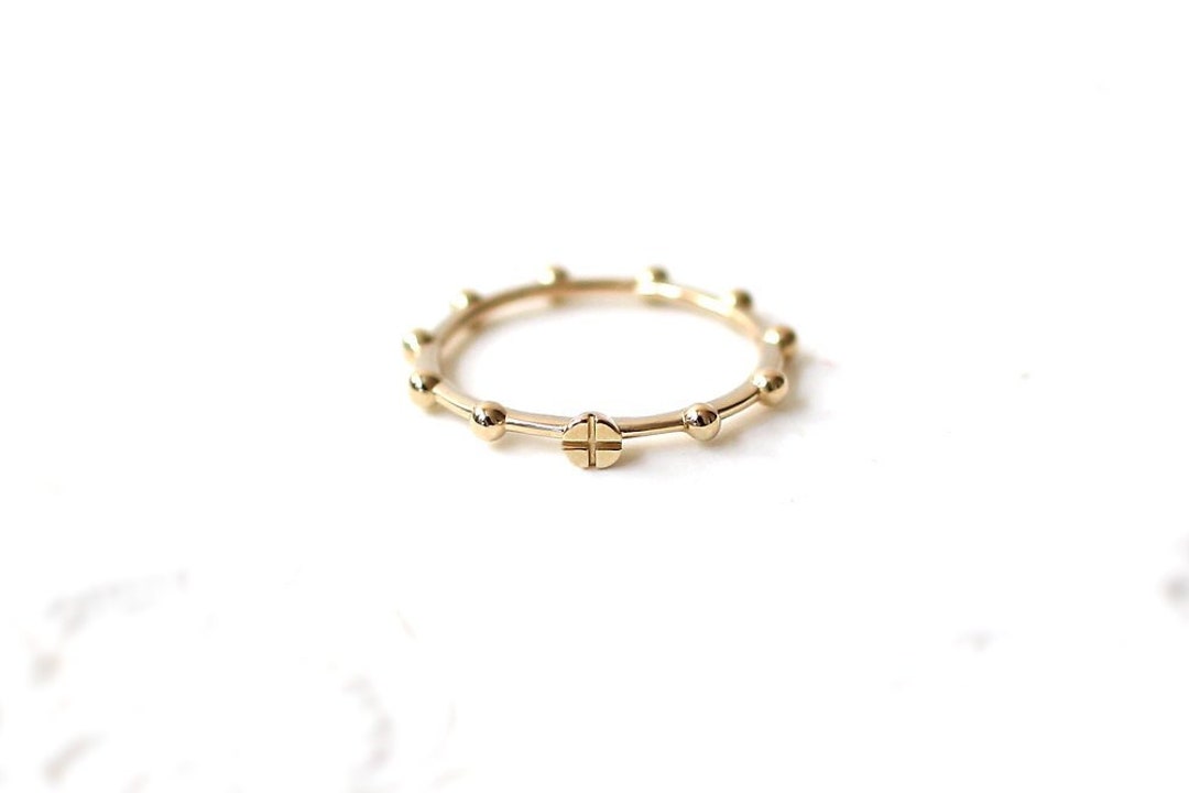 Rosemary Rosary Ring_circle 14k 18k Solid Gold Catholic Ring - Etsy