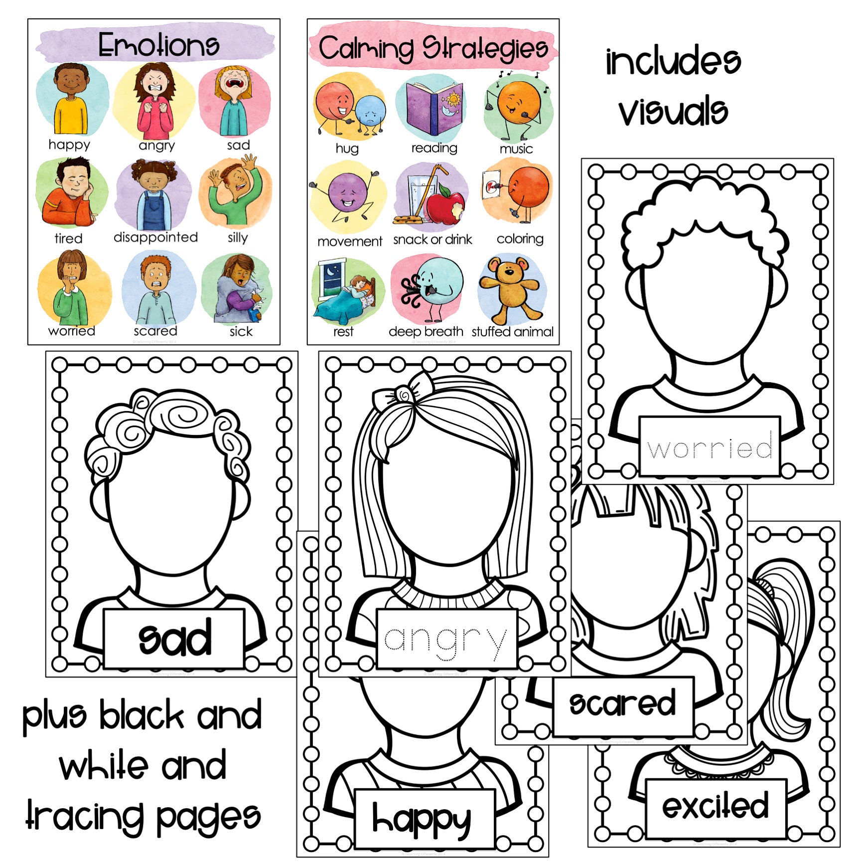 Emotions Play Dough Books Printables, Calm Down Corner, Calm Down Kit ...