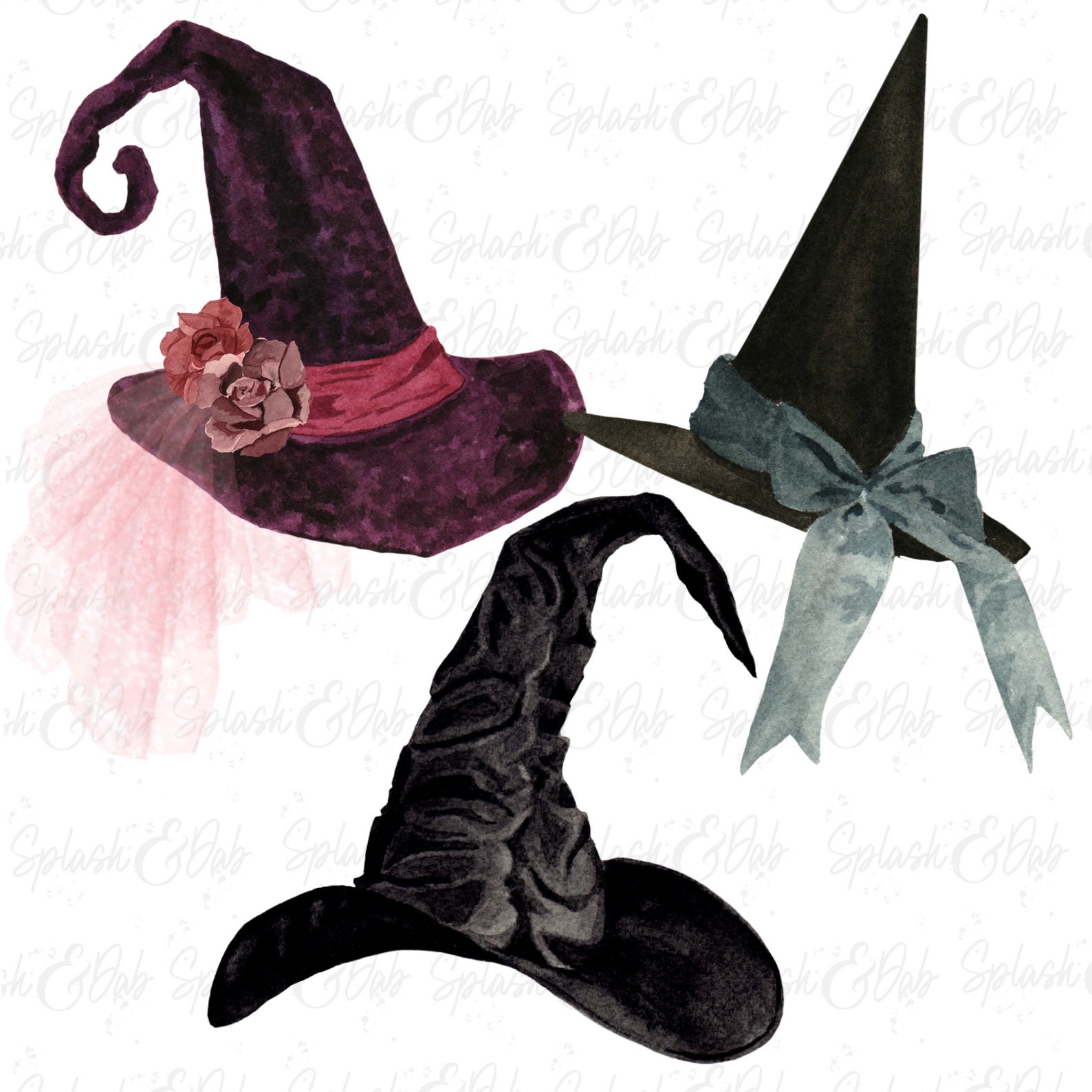 Halloween Watercolor Clipart Witch Legs Shoes Black Cat | Etsy