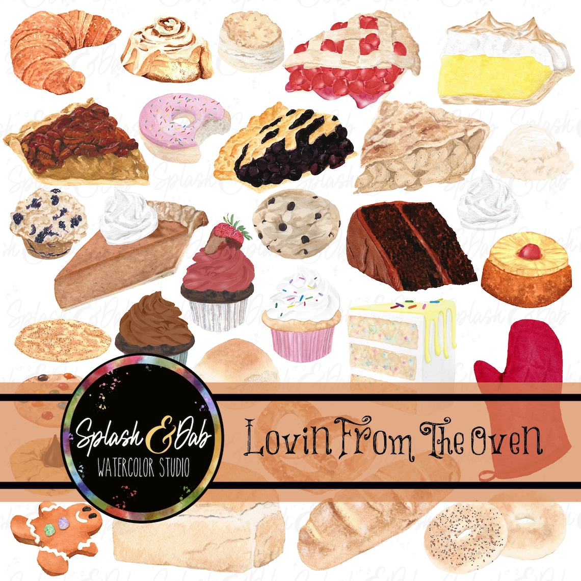 Baked Goods Watercolor Clipart Food Illustration Bakery | Etsy