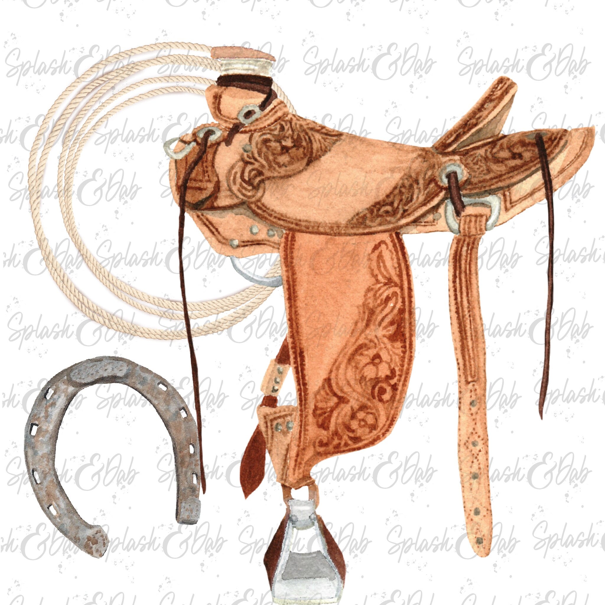 Western Watercolor Clip Art Cowboy Clipart Horse Dog Boots - Etsy