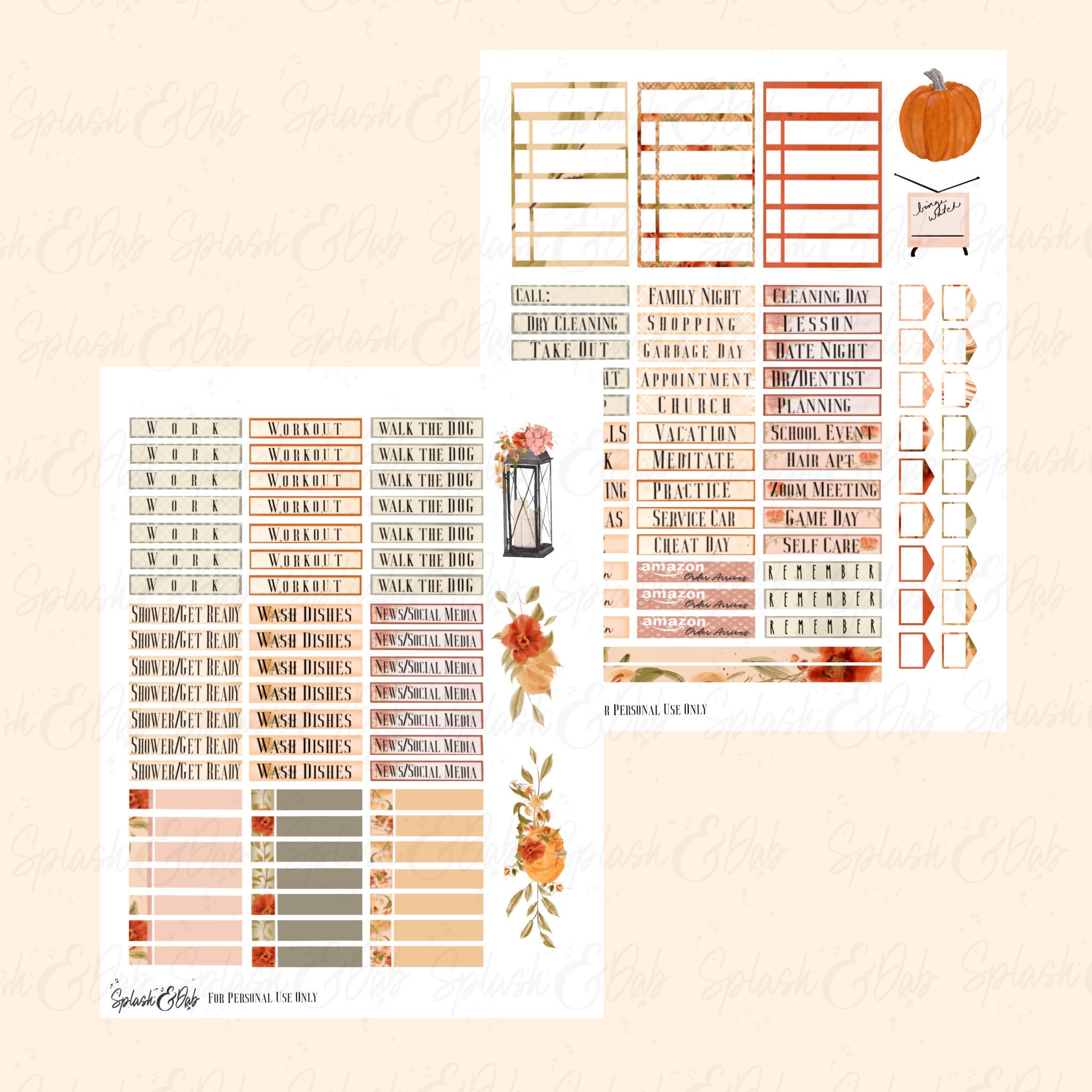 Fall Big Happy Planner Printable Stickers Fall Romance | Etsy