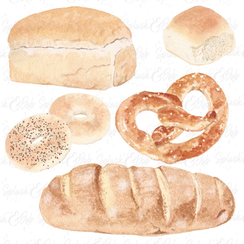 Baked Goods Watercolor Clipart Food Illustration Bakery - Etsy
