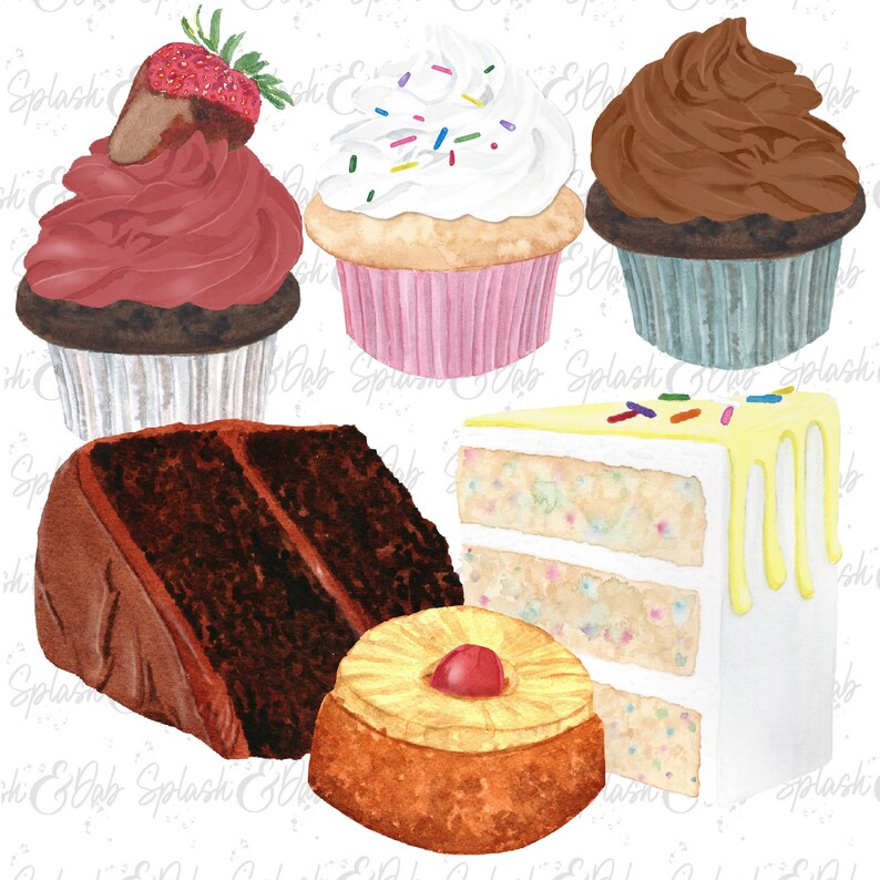 Baked Goods Watercolor Clipart Food Illustration Bakery - Etsy