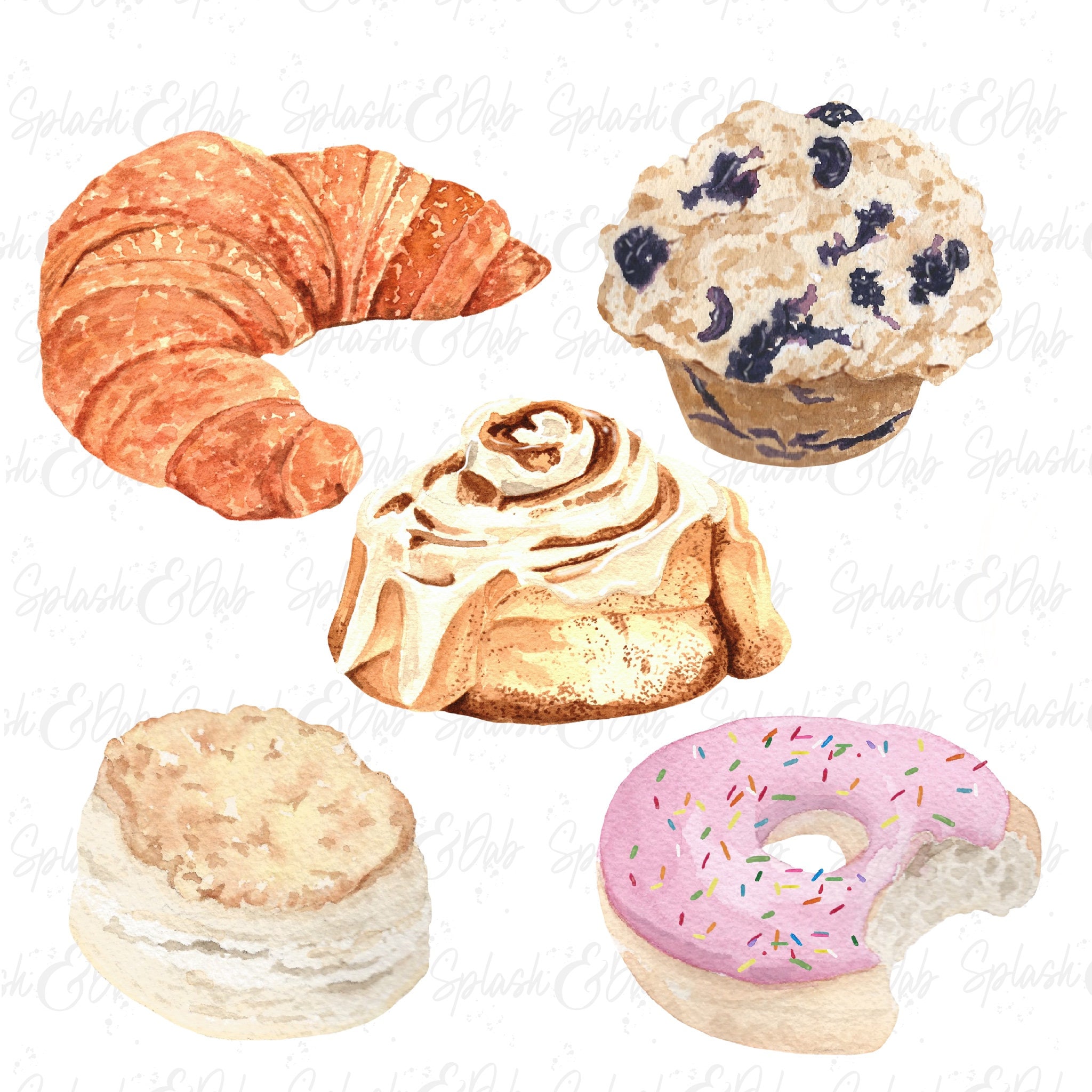 Baked Goods Watercolor Clipart Food Illustration Bakery - Etsy