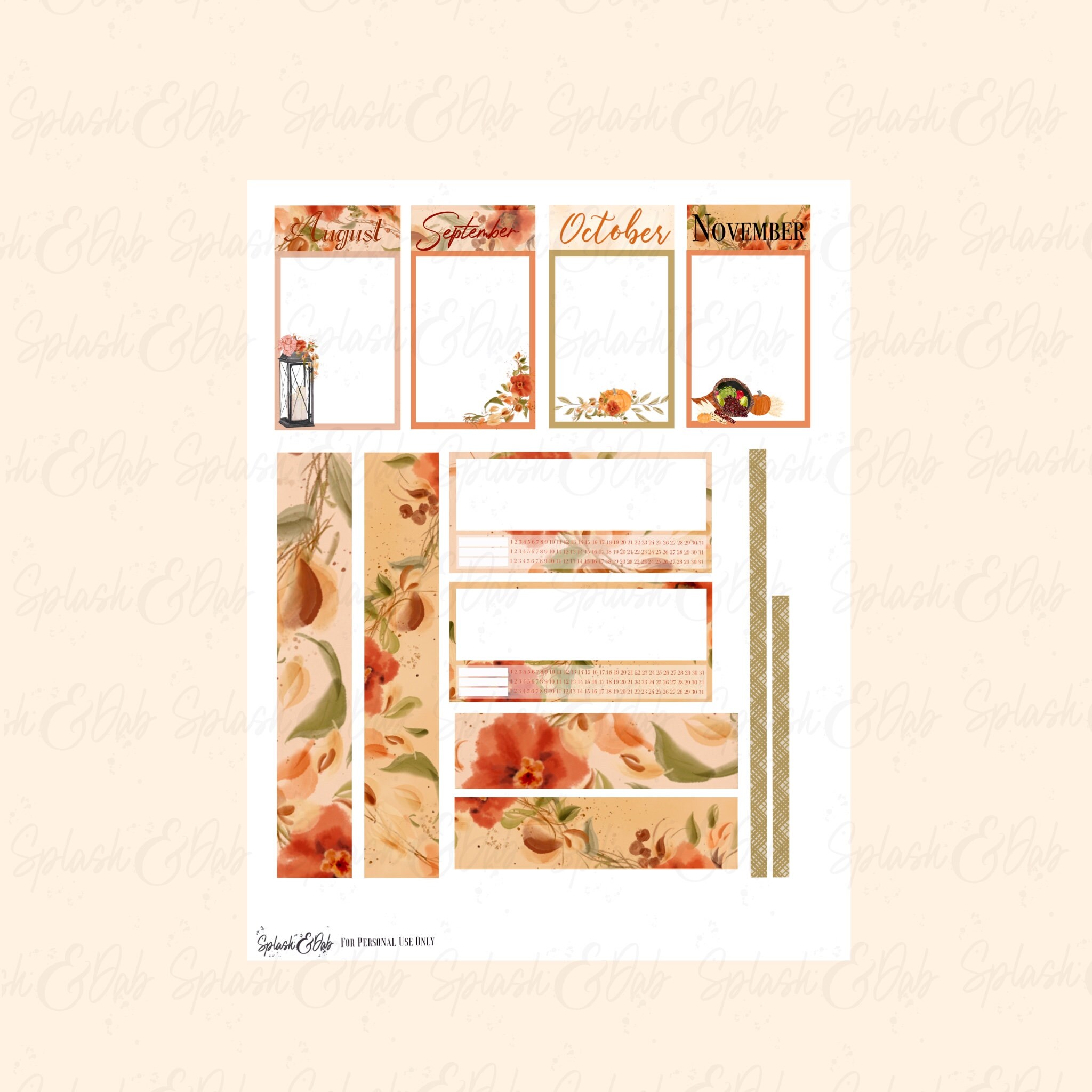 Fall Big Happy Planner Printable Stickers Fall Romance | Etsy