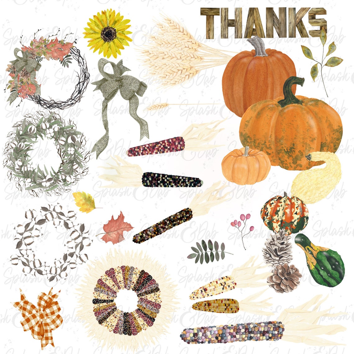 Watercolor Pumpkin Clipart Fall Clipart Thanksgiving - Etsy