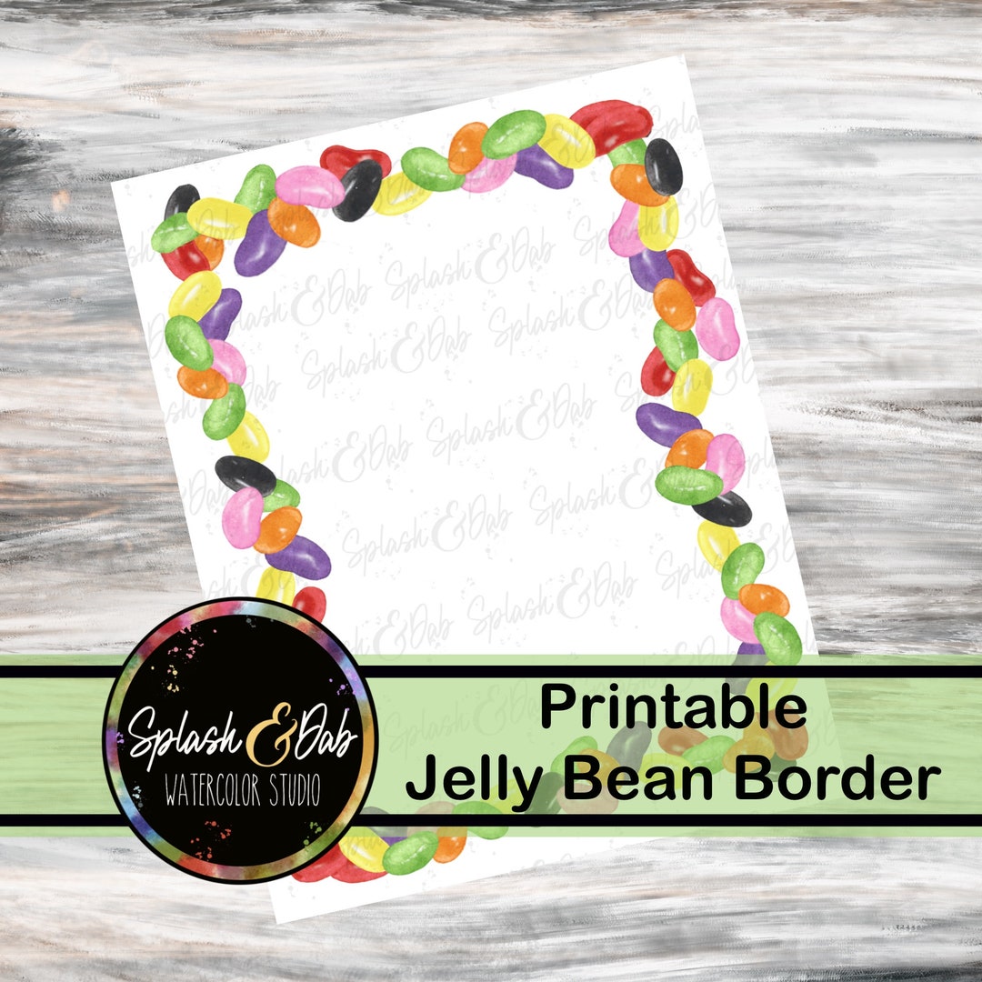 Watercolor Clipart Easter Printable Jelly Bean Frame - Etsy