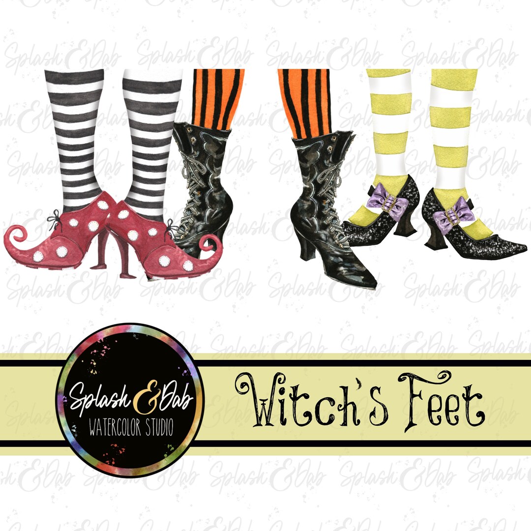 Watercolor Clipart Halloween Clipart Witchs Shoes Witchs - Etsy