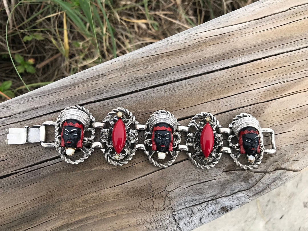Vintage 1940s “blackamoor” Asian/african Princess Bracelet Unsigned in ...