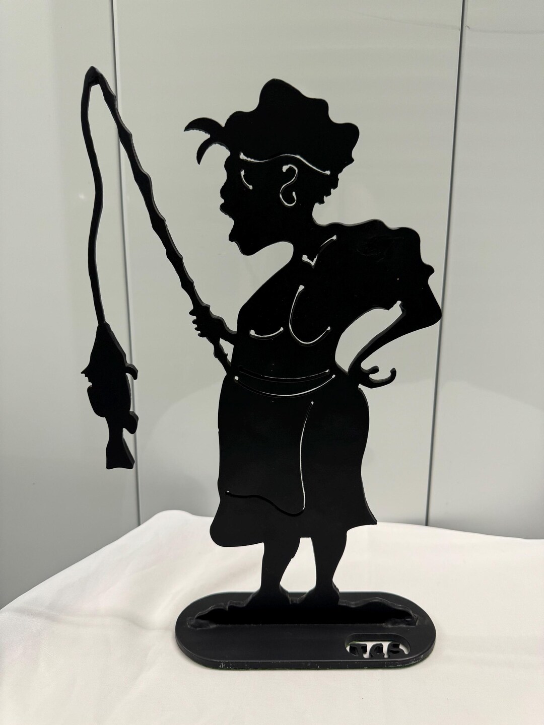 Cut Steel Sculpture of a Gullah Woman Fishing by Lowcountry South ...