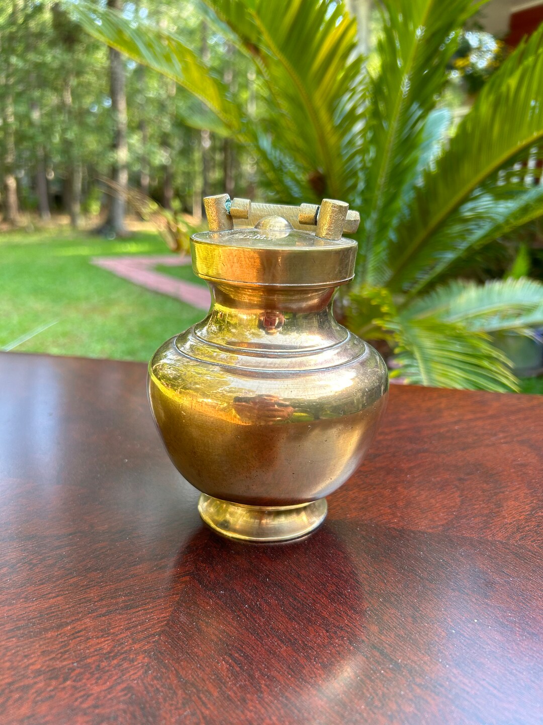 Vintage Solid Brass Two Piece Ganga Jal Lota Holy Water Pot With BMW ...