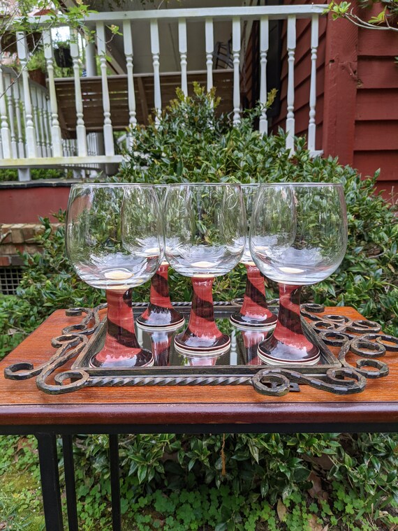 Set of Five Wine Stems With Pottery Base by Kyle Smith | Etsy