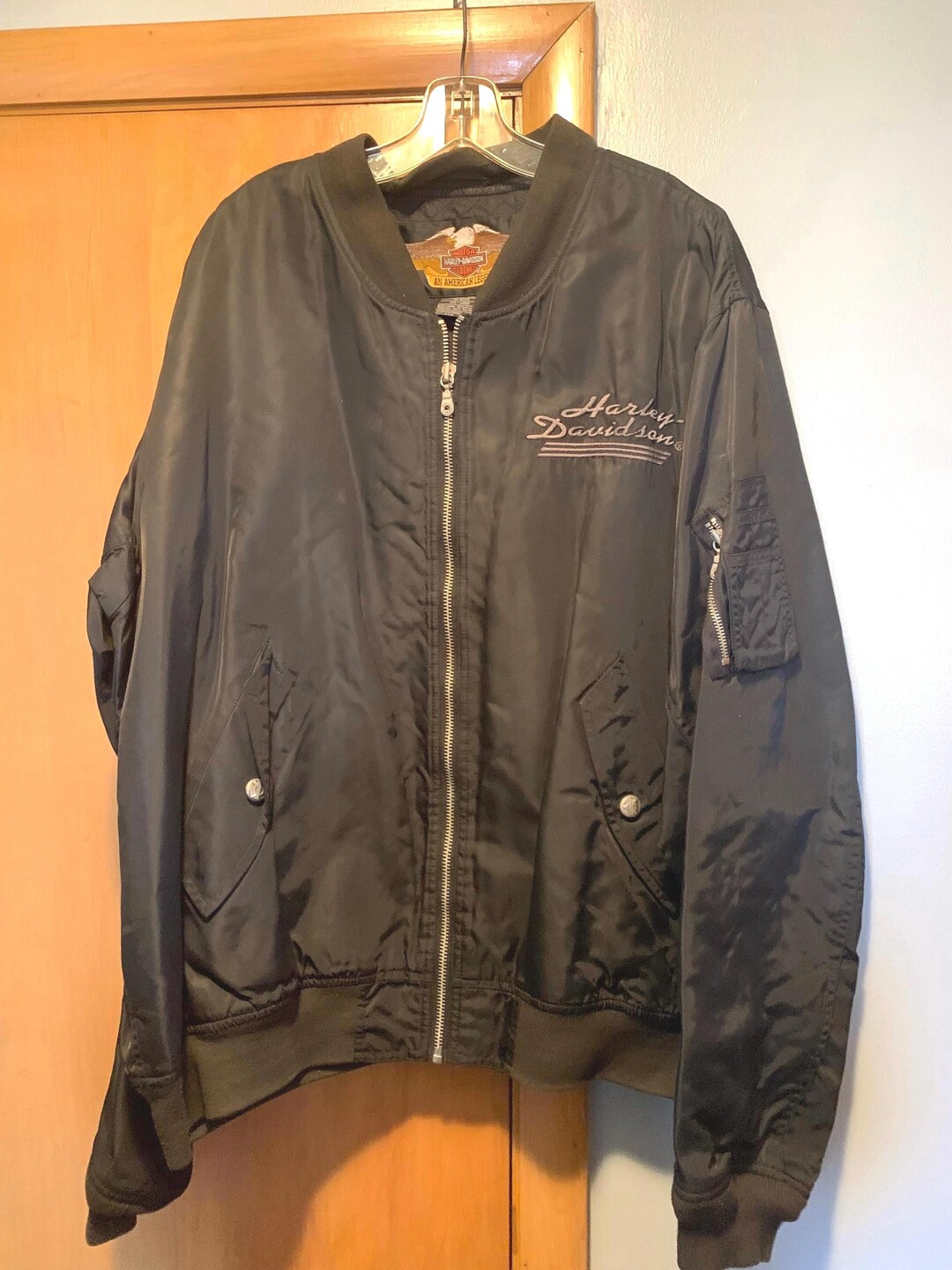 Vintage Early 2000s Harley Davidson, Bomber Jacket Black With Gray ...