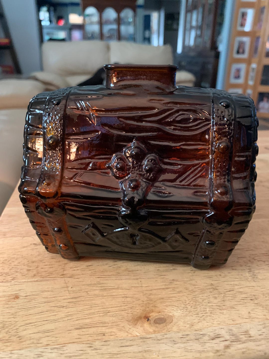 Vintage 1970s Amber Glass Treasure Chest Coin Bank - Etsy