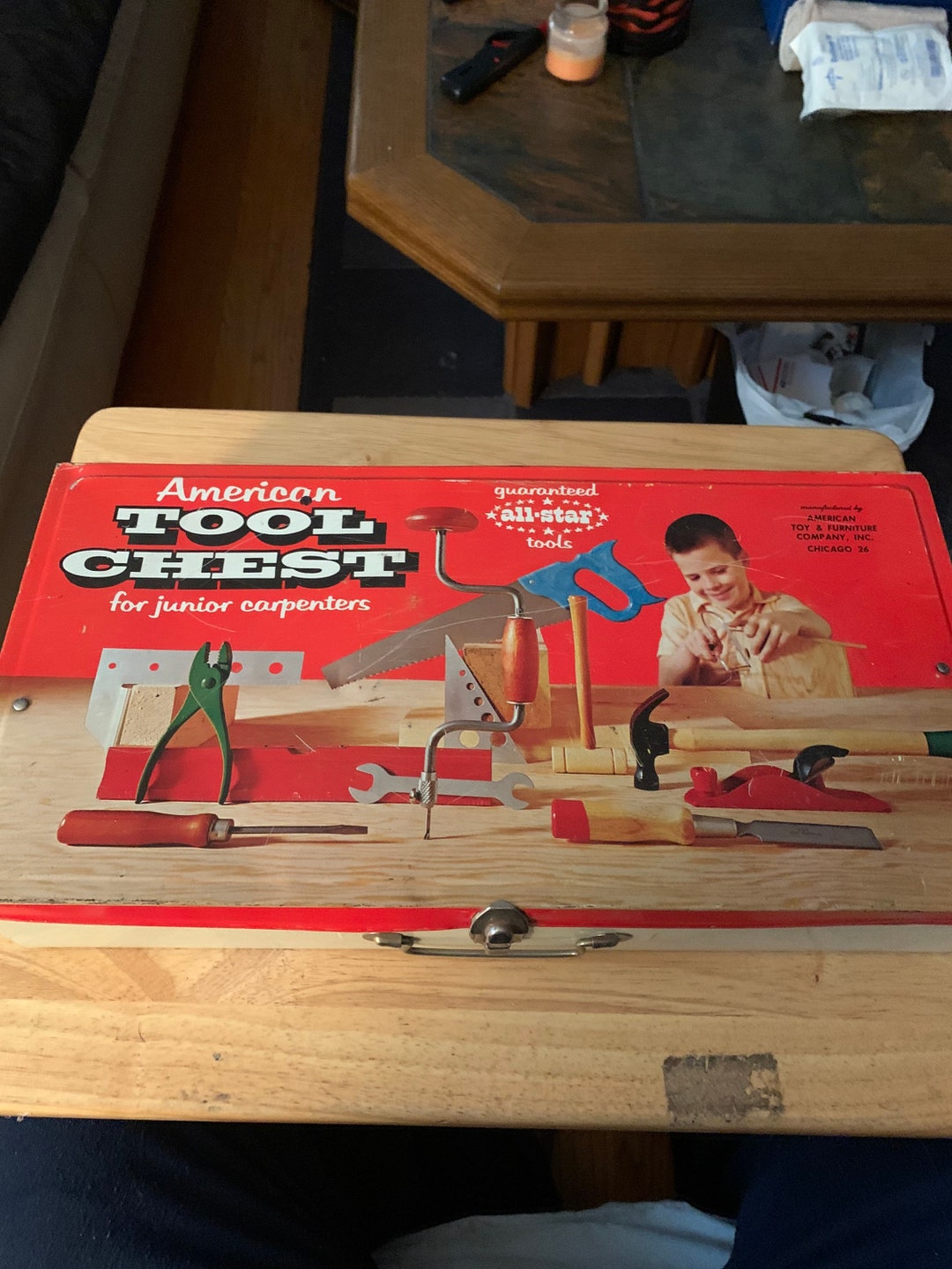 Vintage Tin Litho Box American Tool Chest Junior Carpentry Set Some ...