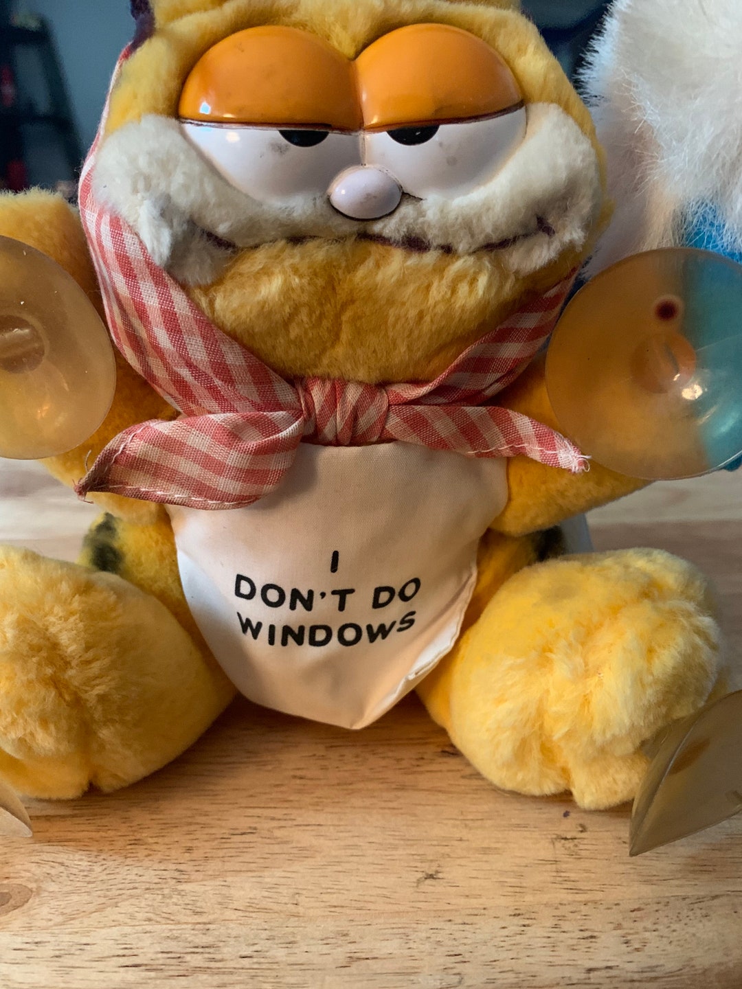 Vintage 1980 Garfield Plush I Do Not Do Windows Suction Cup Window ...