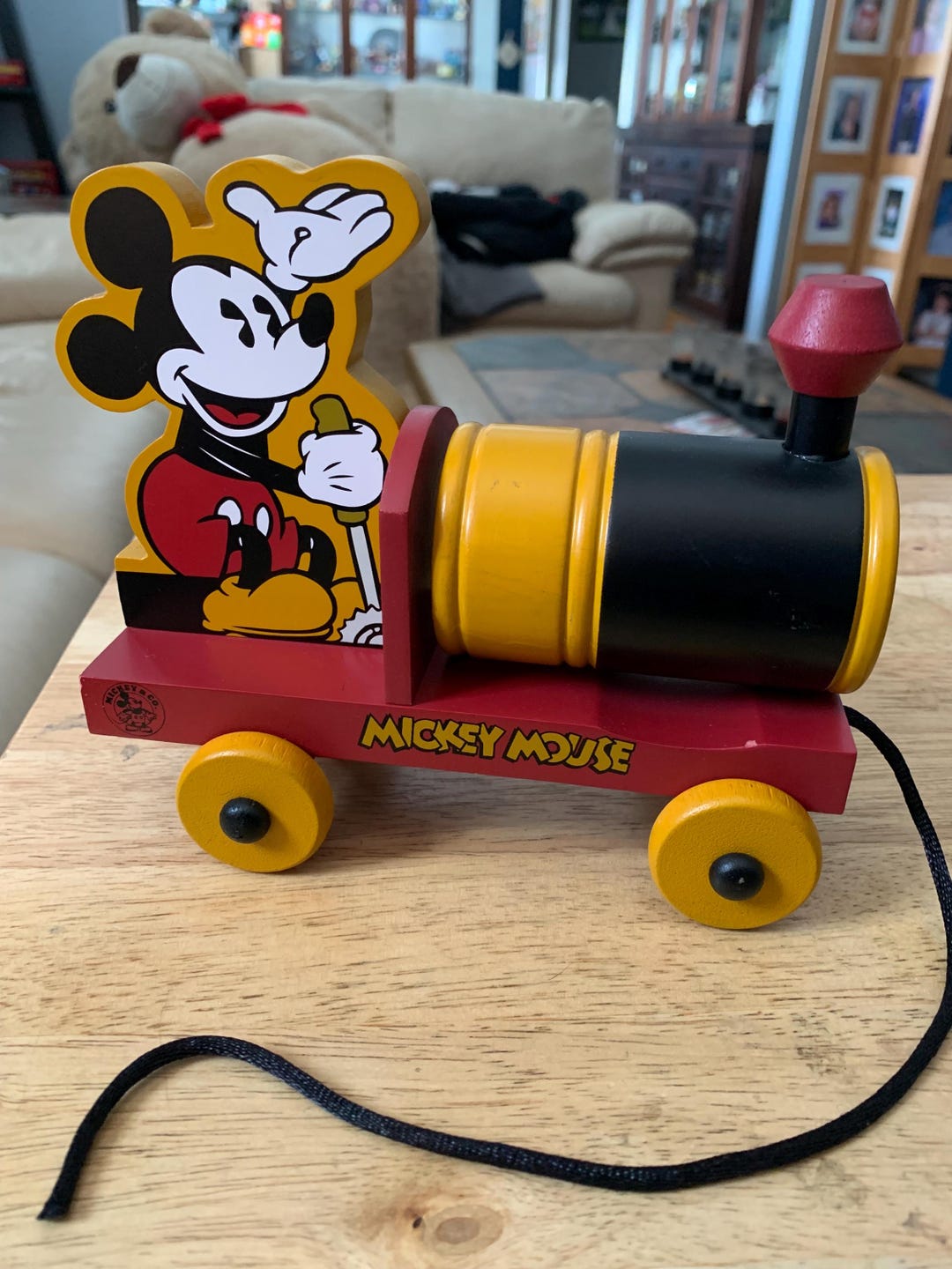 Vintage 1990s Disney Pull Toy, Mickey Mouse Driving Train Engine, New ...