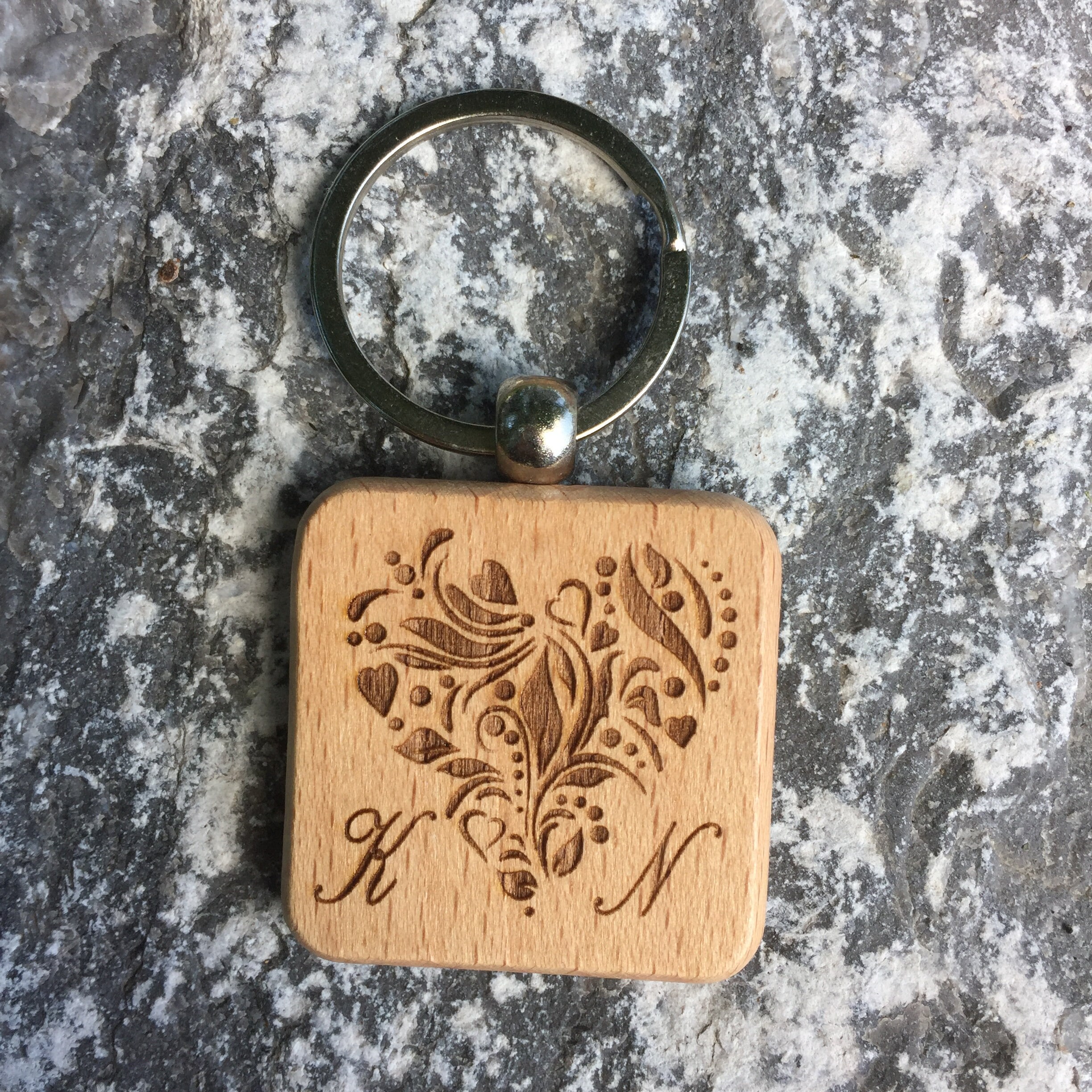 Name Logo Laser Engraved Personalized Wooden Key Chain With | Etsy