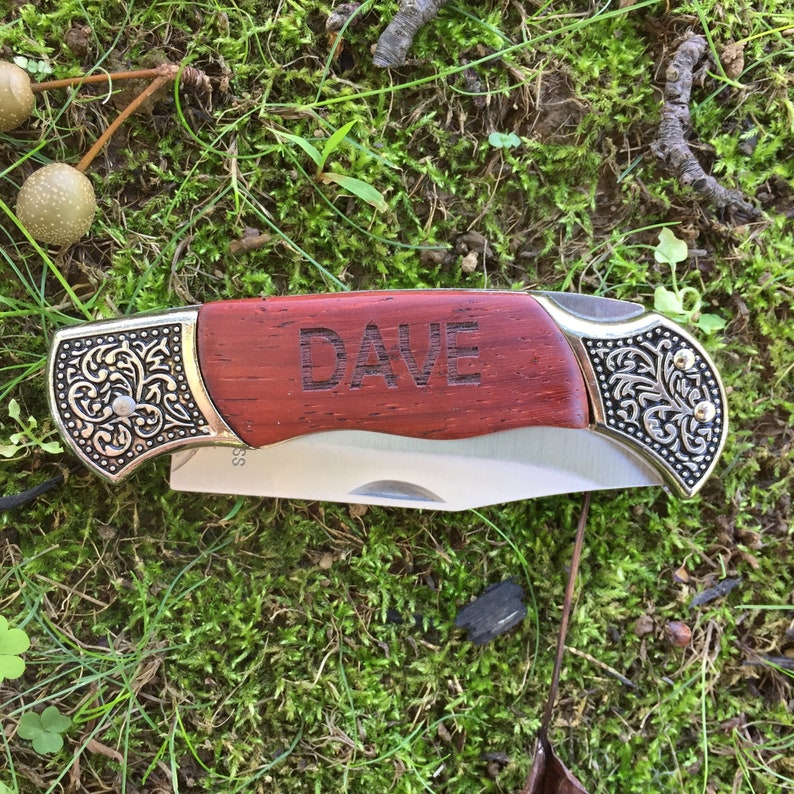 Customized Pocket Knife, Camping Knife for Engraved on Rosewood Double ...