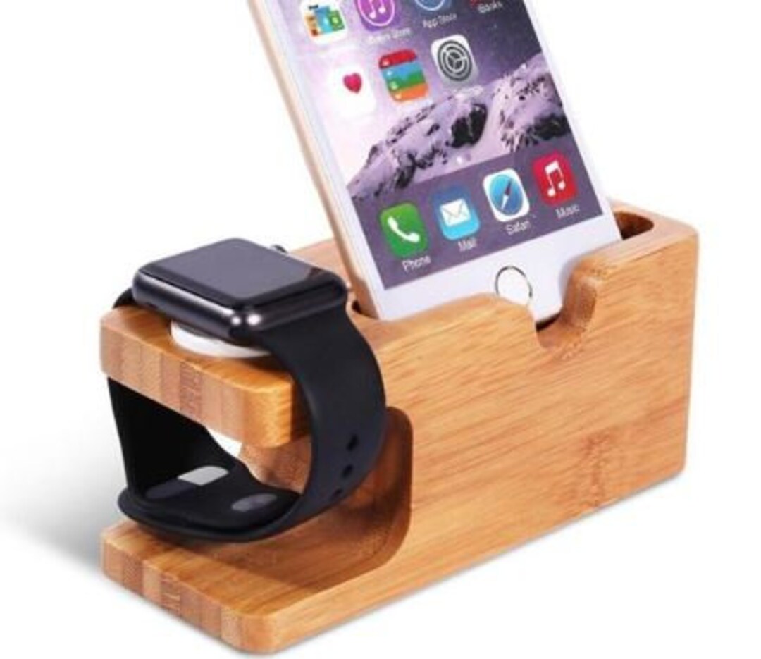 Wooden Bamboo Docking Station, Nightstand Valet, Bamboo Phone Stand ...