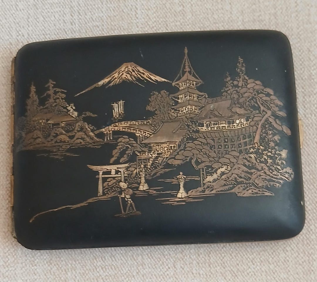 Vintage Japanese Damascene Mount Fuji Cigarette Case. - Etsy