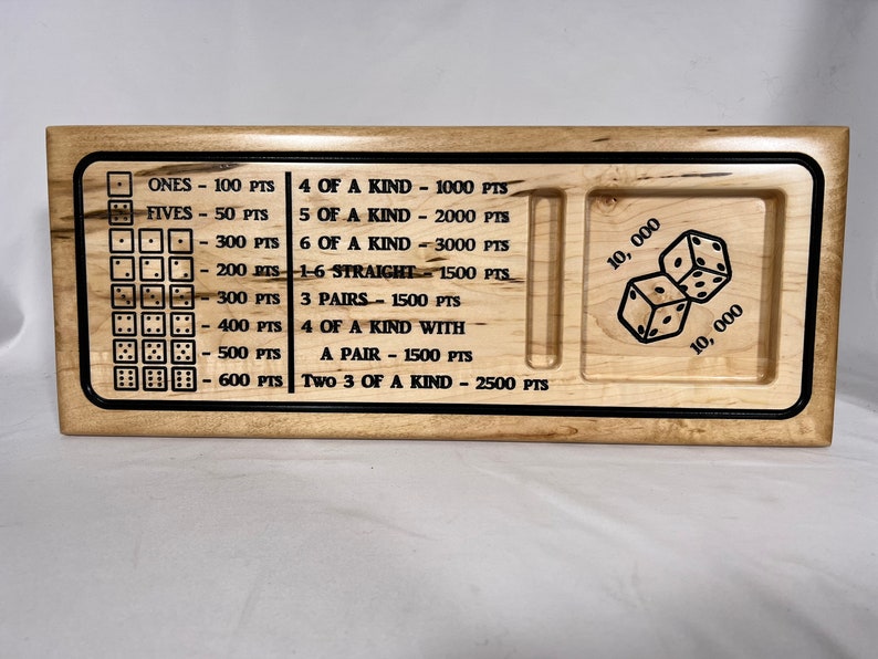 Farkle - 10,000 - Dice Solid Maple Game Board With Dice Included - Etsy