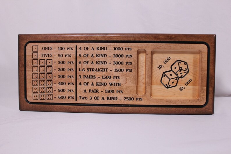Farkle - 10,000 - Dice Solid Maple Game Board With Dice Included - Etsy