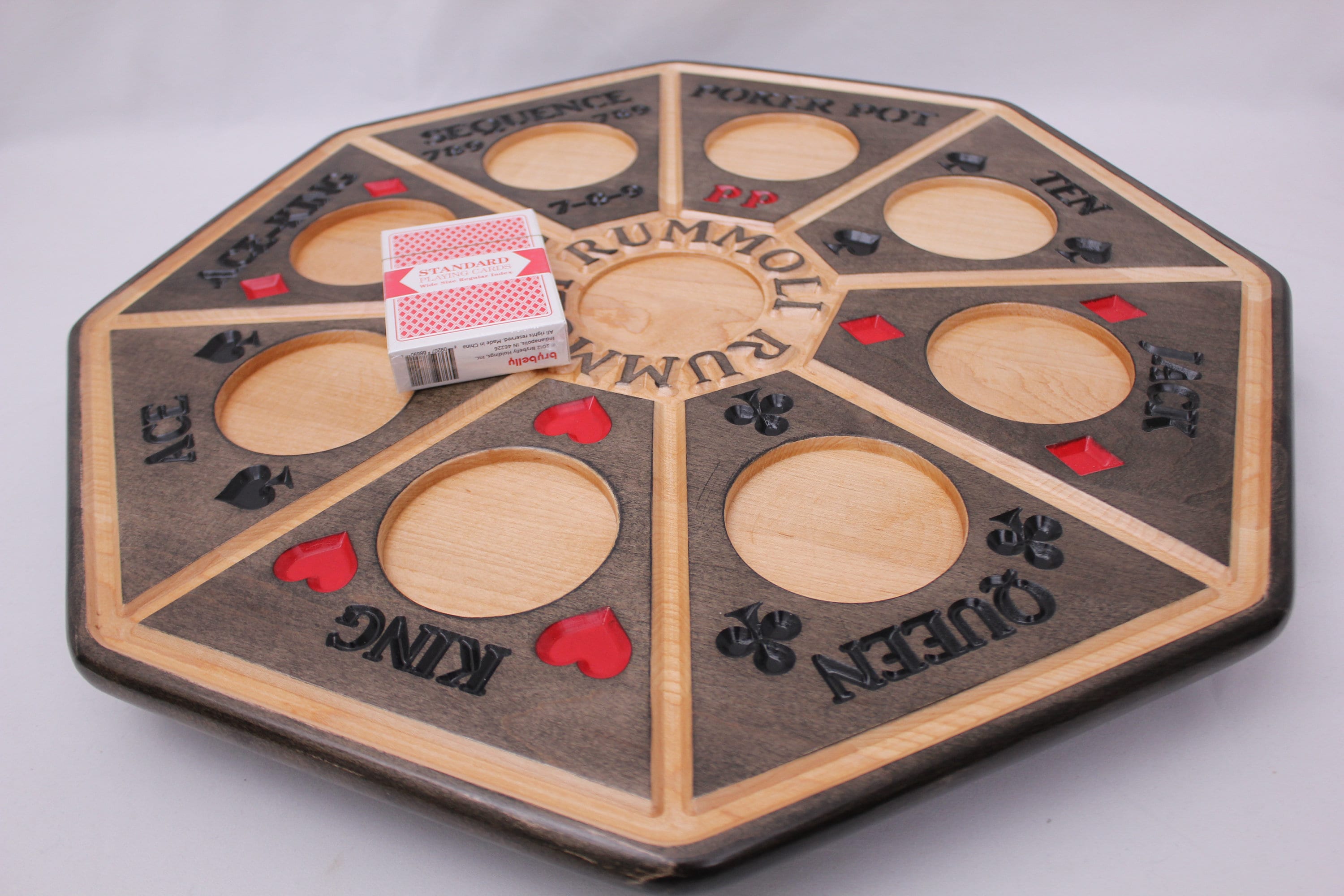 Rummoli - Solid Maple Shallow Pocket Board With Lazy Susan Base - Etsy