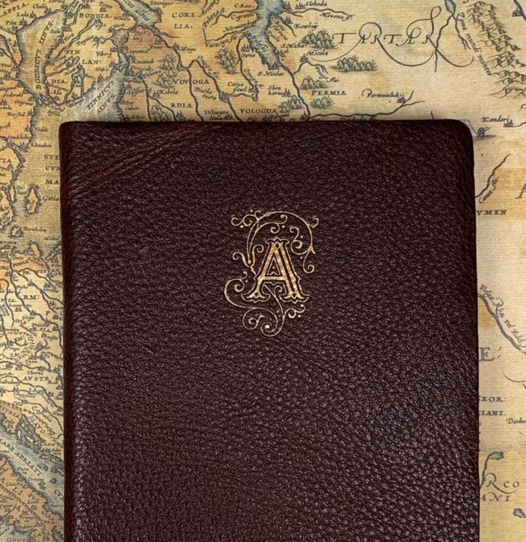 Leather-bound Notebook With Gold Monogram, A-Z Style, Sketchbook ...