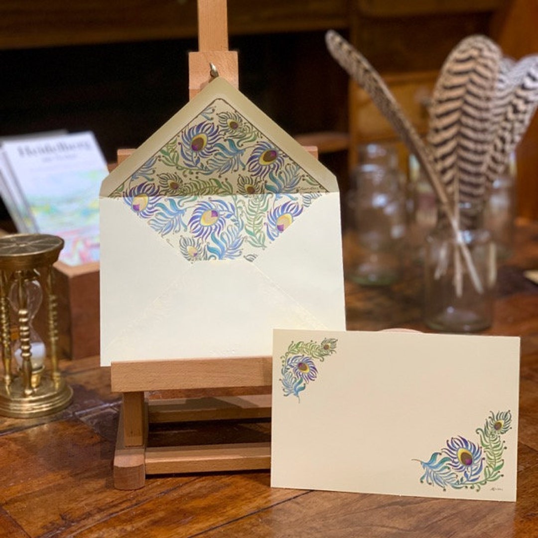 Stationery From Florence KARTOS Peacock Envelope Stationery Envelope - Etsy