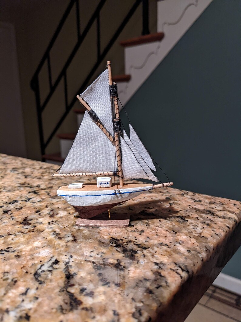 White Gaff-rigged Cutter, Miniature Model Ship - Etsy Australia