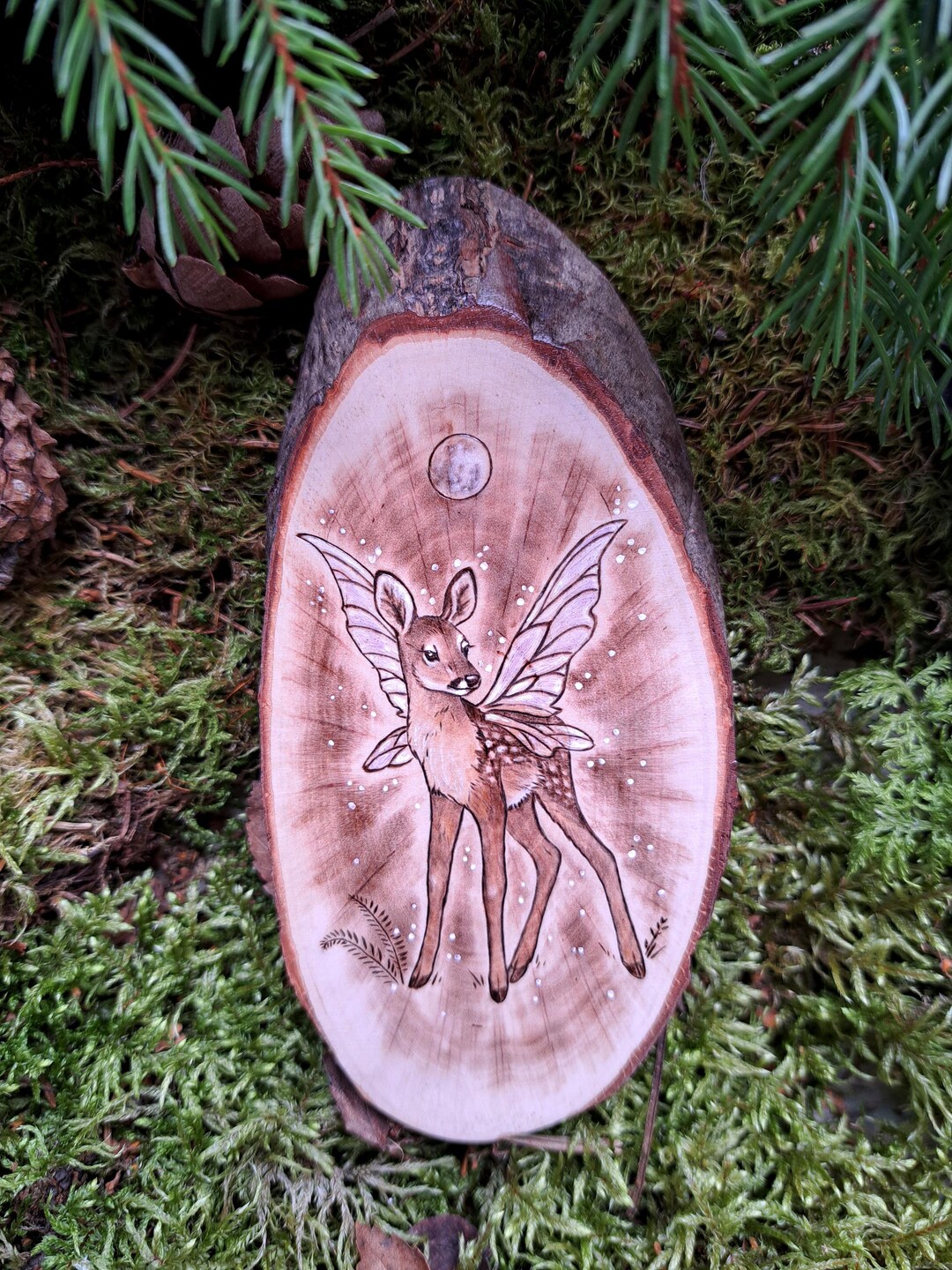 Winged Fawn Pyrography on Reclaimed Wood - Etsy