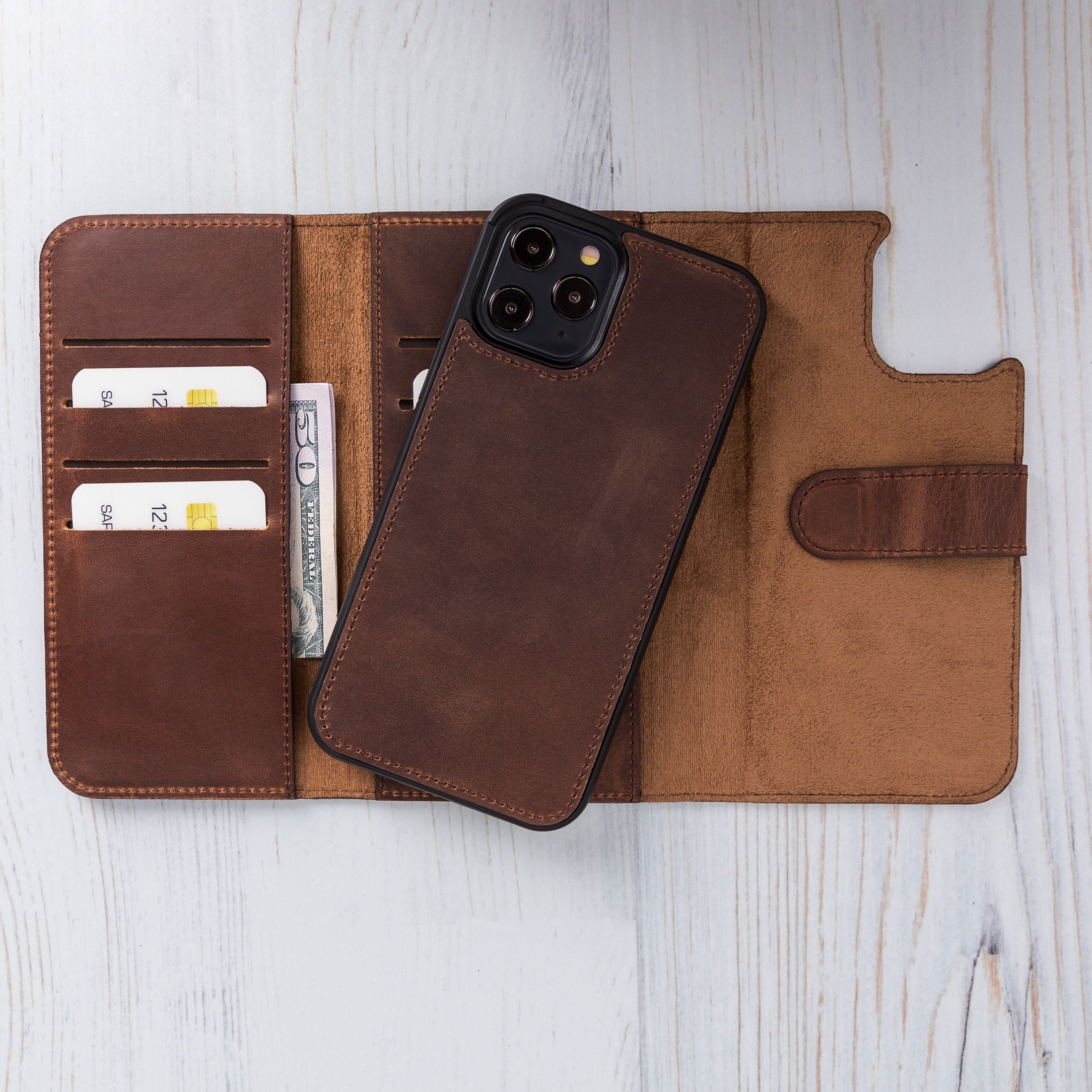 Iphone 12 Pro Max Leather Case Personalized Wallet | Etsy