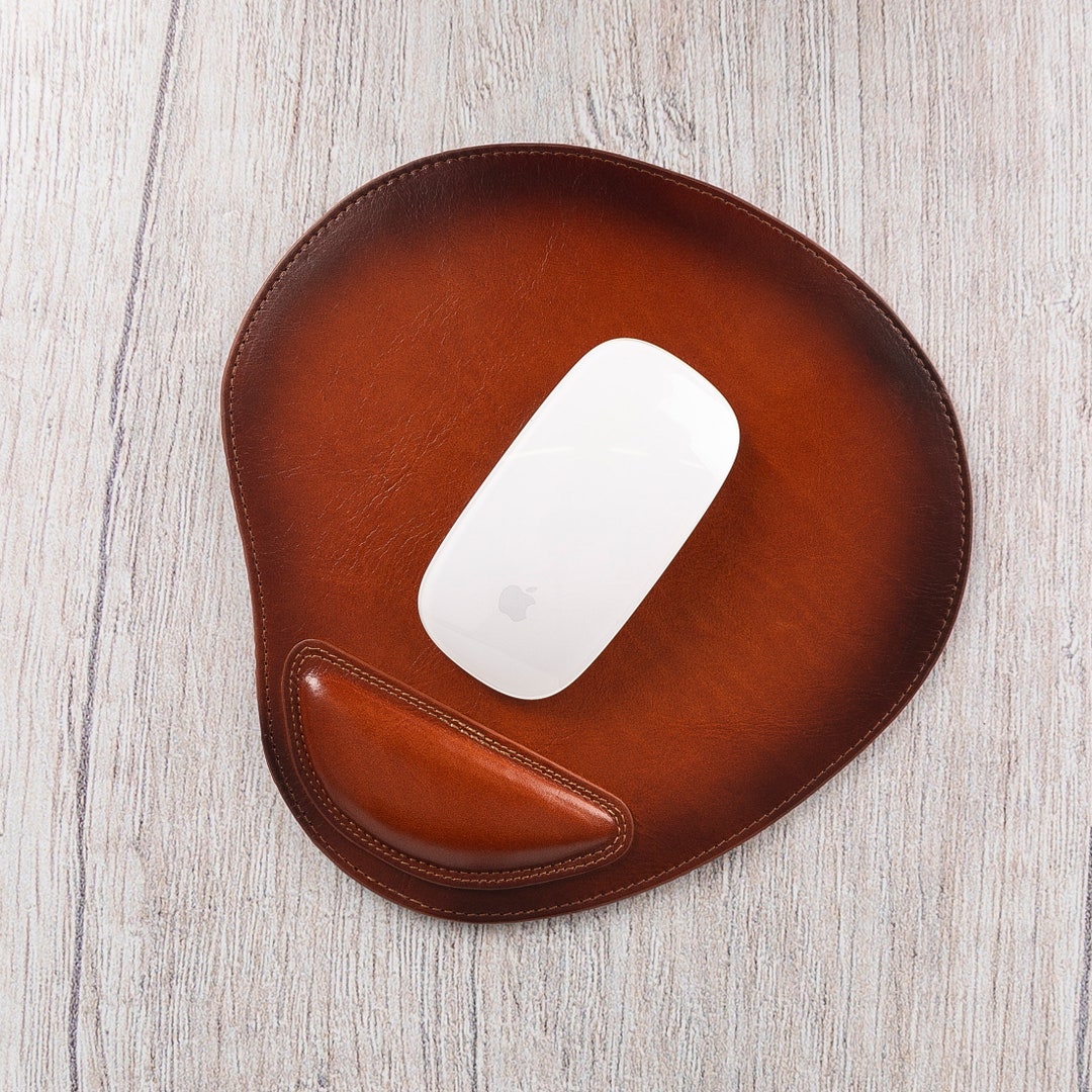 Handmade Burnished Brown Leather Mouse Pad With Wrist Rest - Etsy