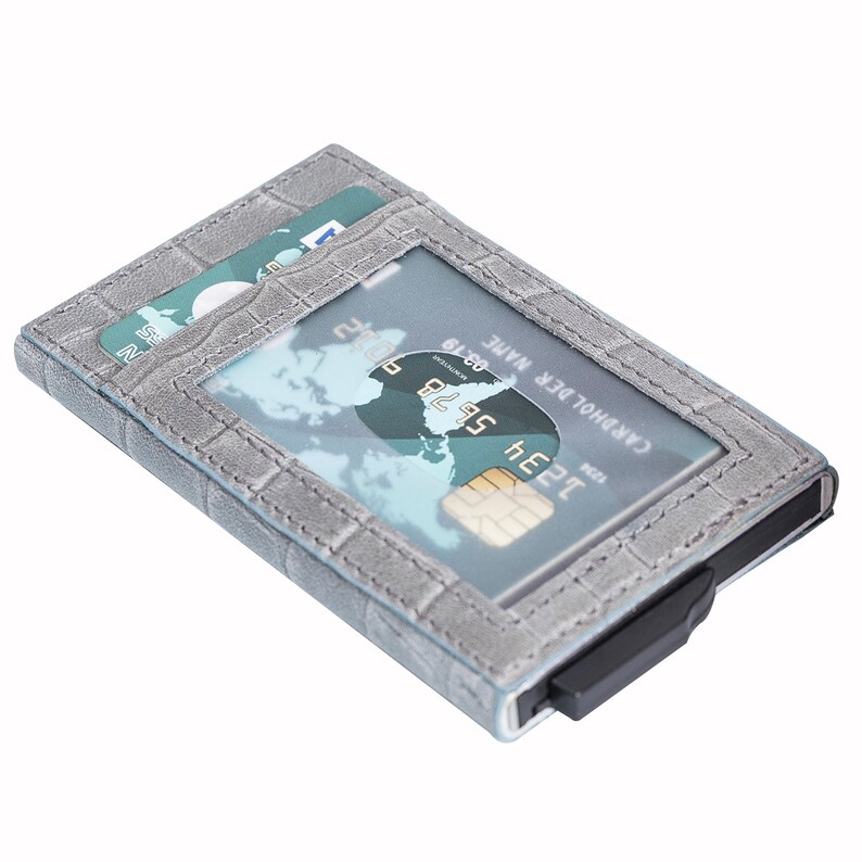 RFID Blocker Mechanism Wallet Full Grain Leather Credit Card - Etsy