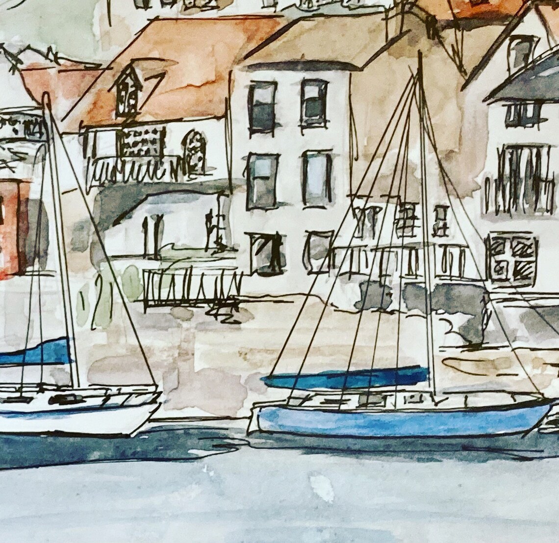 Whitby Waterfront - Pen & Wash - Etsy