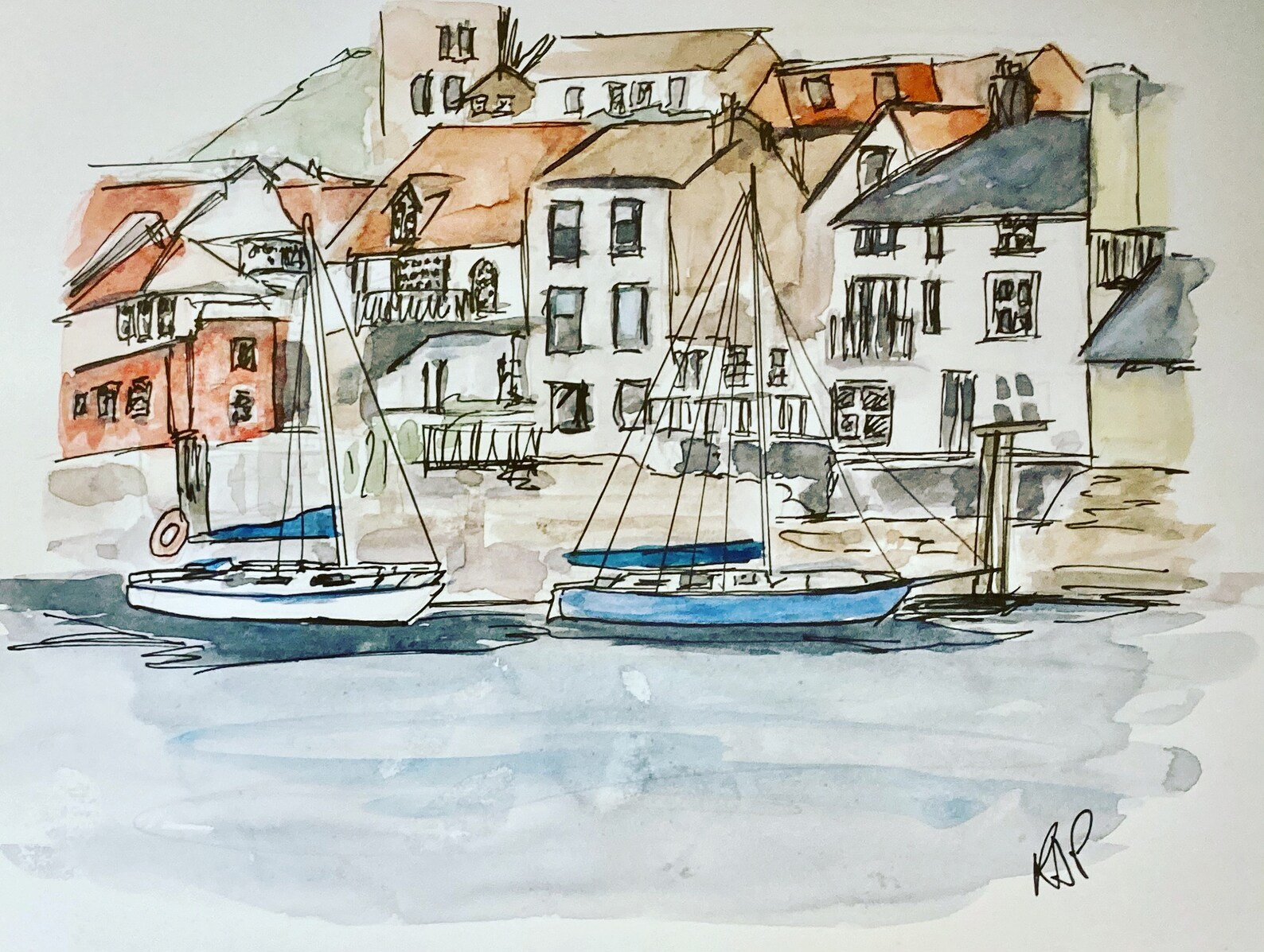 Whitby Waterfront - Pen & Wash - Etsy