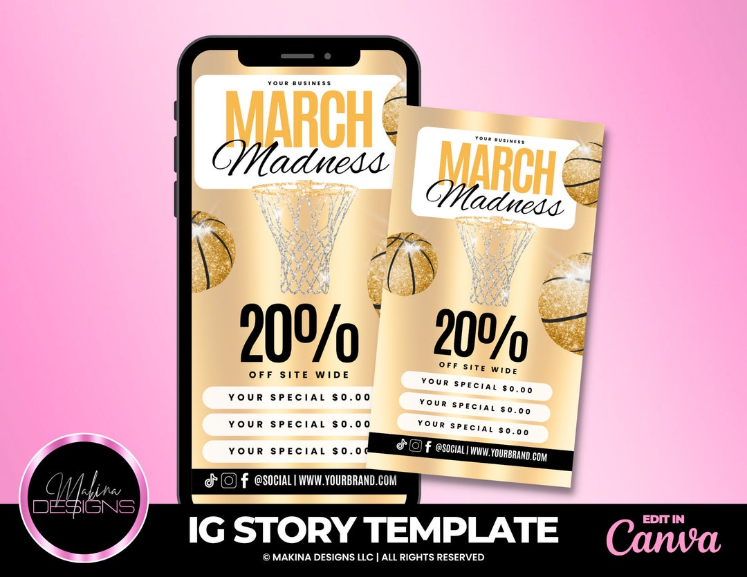 March Madness Basketball IG Story Template, March Sale, Spring Sale ...