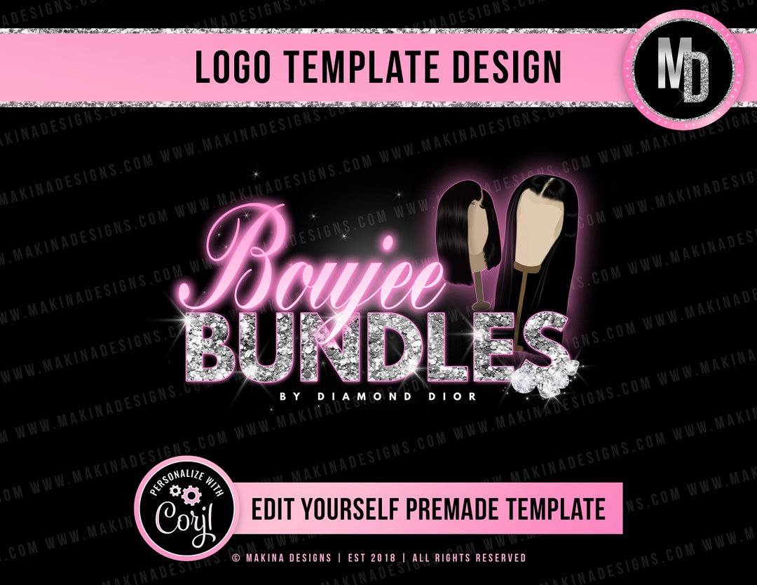 Hair Logo, Hair Logo Design, Wig Logo, Logo Template, Hair Extension ...