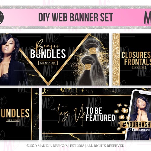 DIY Web Banner Set Website Design Kit Lash Hair Wig Beauty - Etsy