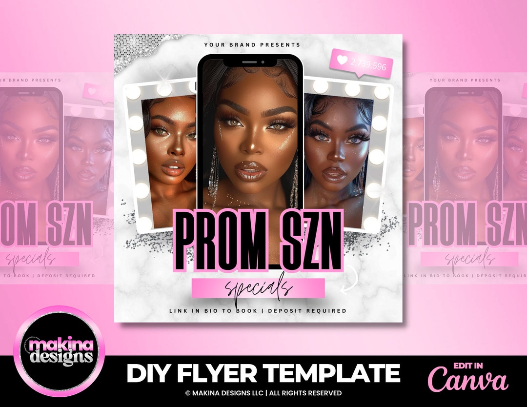 Editable Prom Bookings Flyer, Full Set Nails, Lash Extensions, Wigs ...