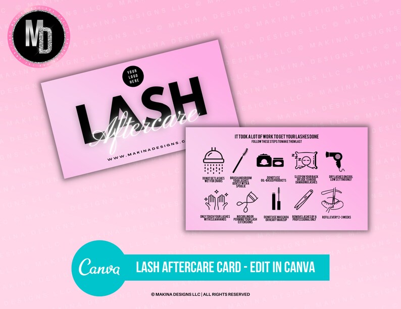 DIY LASH AFTERCARE Card Lash Care Cards Marketing Card Lash - Etsy