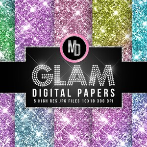 GLAM DIGITAL PAPER, Rainbow Glitter Glam Textures, Glitter Textures ...