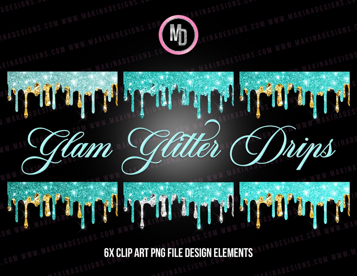 GLAM GLITTER DRIPPING Dripping Glitter Clipart Glitter Gold | Etsy