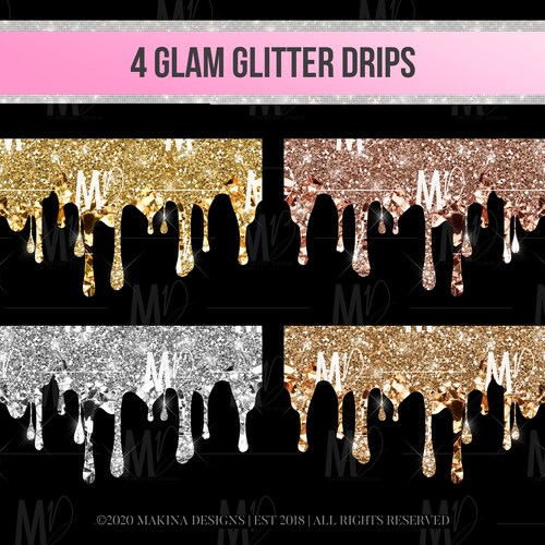 GLAM GLITTER DRIPPING Dripping Glitter Clipart Glitter Gold - Etsy