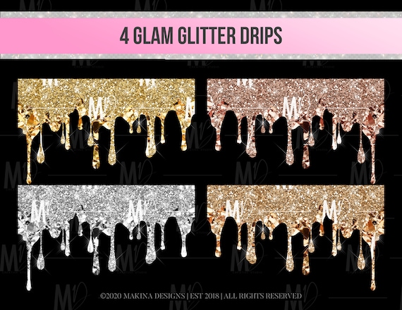 GLAM GLITTER DRIPPING Dripping Glitter Clipart Glitter Gold - Etsy
